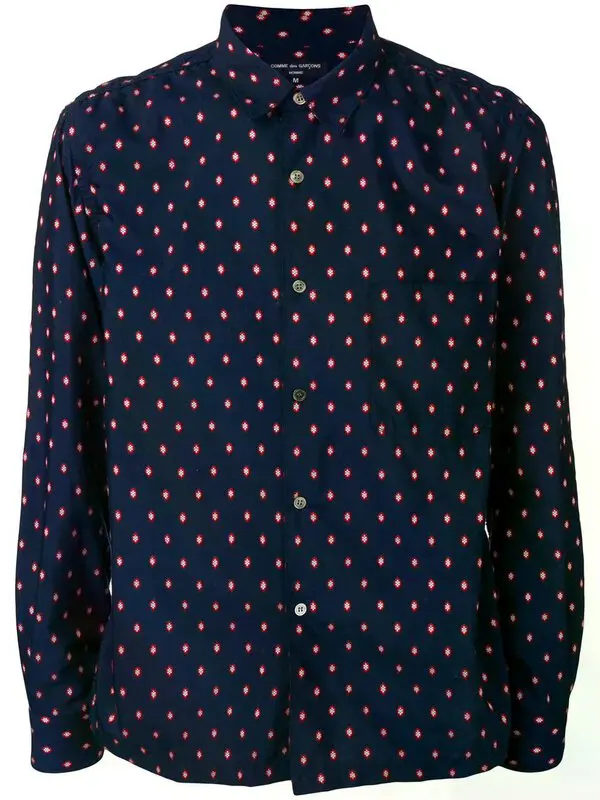 Comme Des Garçons Geometric Embroidery Shirt - Blue