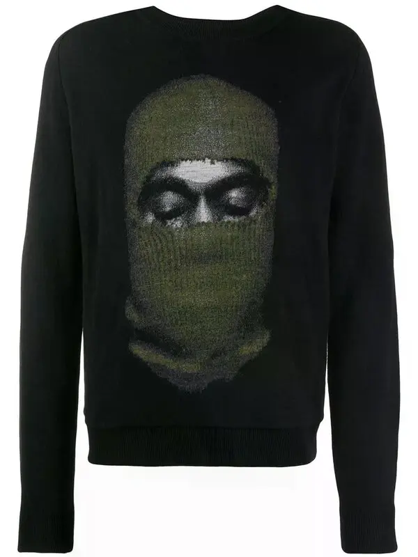 IH NOM UH NIT Balaclava Print Sweatshirt - Black