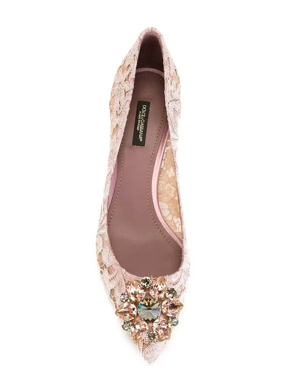 Dolce & Gabbana Bellucci Lace Pumps With Brooch - Pink