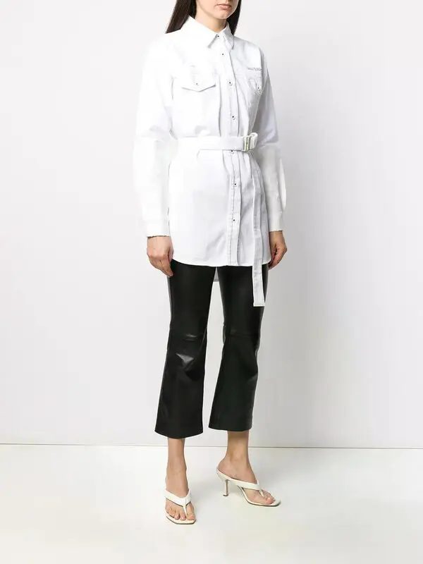 Off-White Two-toned Belted Shirt