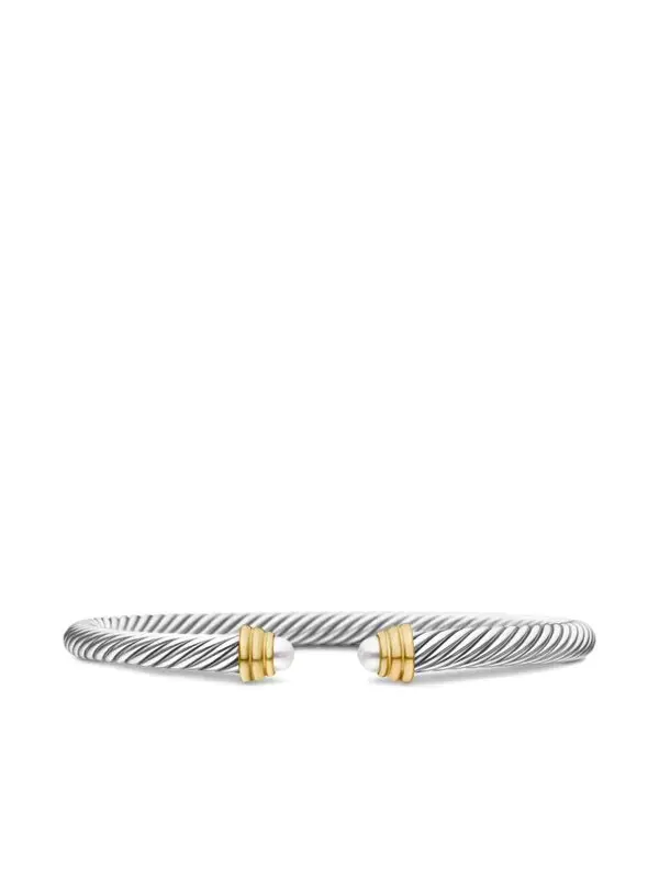David Yurman 14kt Yellow Gold And Sterling Classic Cable Bracelet - Silver