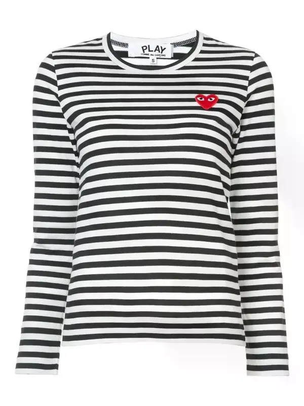 Play Comme Des Garcon Striped Long Sleeve T-shirt - Black