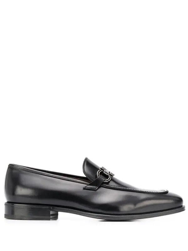 Men’s Salvatore Ferragamo Ree Double Gancini Bit Leather Loafers - Black, size 9 FERRAGAMO Men main image 3