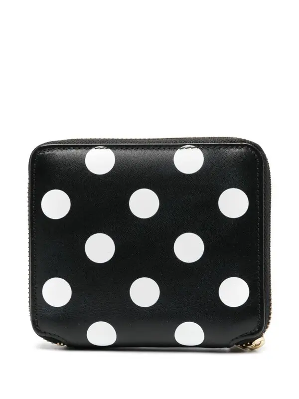 Comme Des Garçons Polka Dot-print Leather Wallet - Black