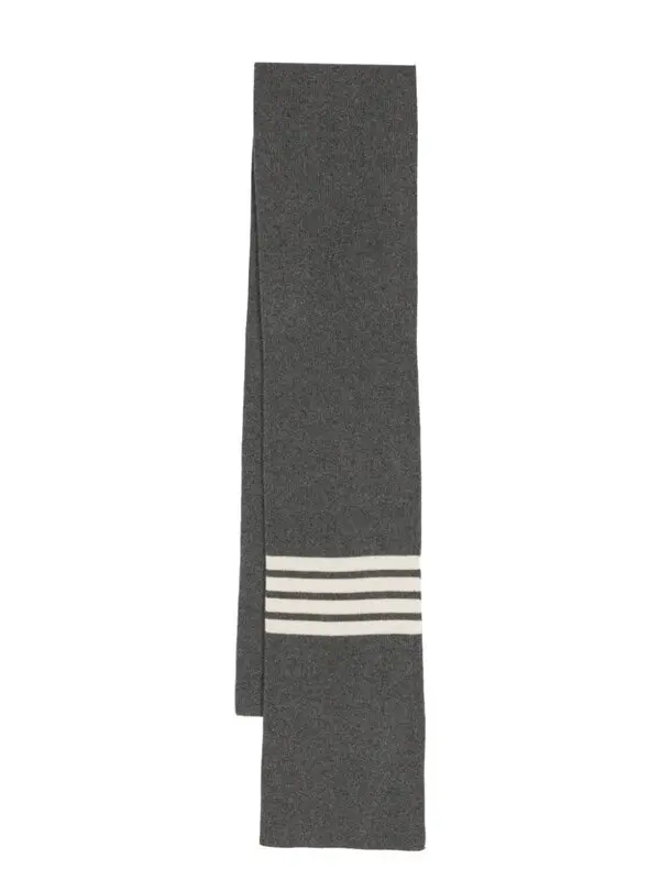 Thom Browne 4-bar Stripe Cashmere Scarf - Grey