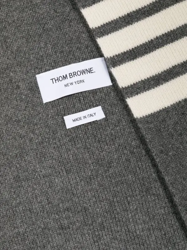 Thom Browne 4-bar Stripe Cashmere Scarf - Grey