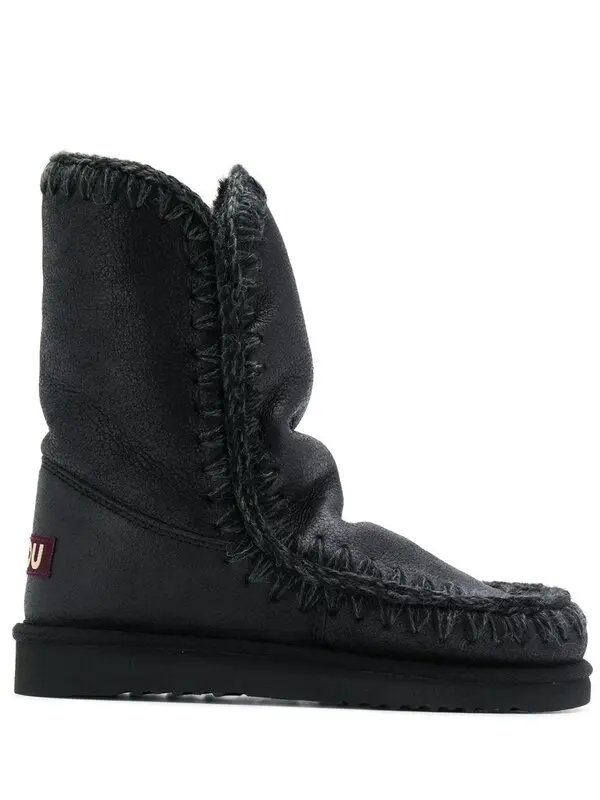Mou Stitch Detail Snow Boots - Black