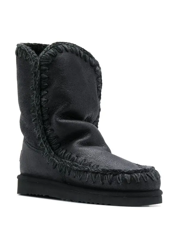 Mou Stitch Detail Snow Boots - Black