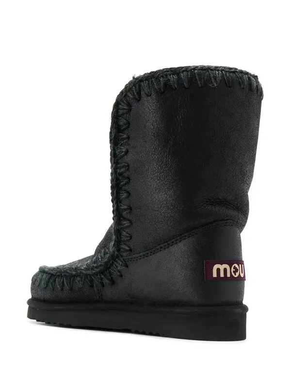 Mou Stitch Detail Snow Boots - Black