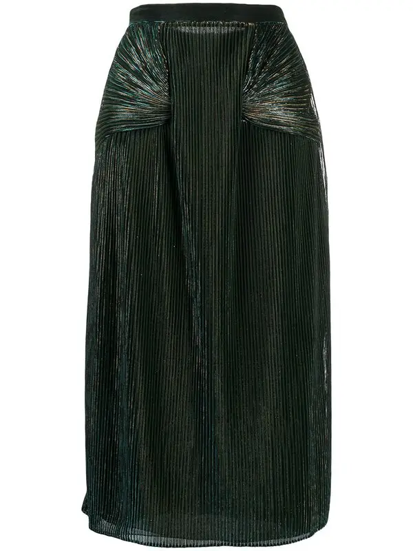 Marco De Vincenzo Metallic Pleated Midi Skirt