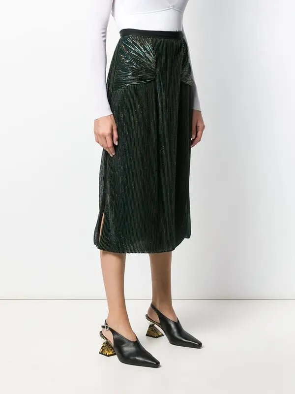 Marco De Vincenzo Metallic Pleated Midi Skirt