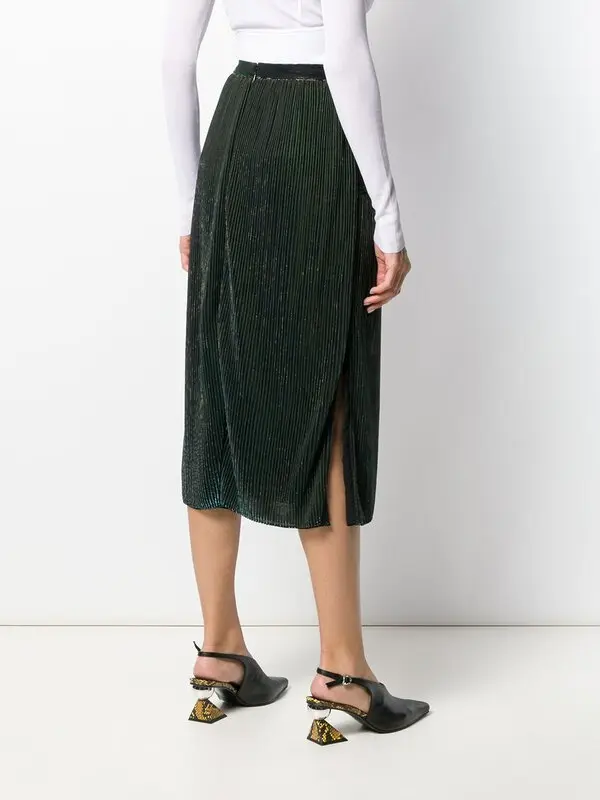 Marco De Vincenzo Metallic Pleated Midi Skirt