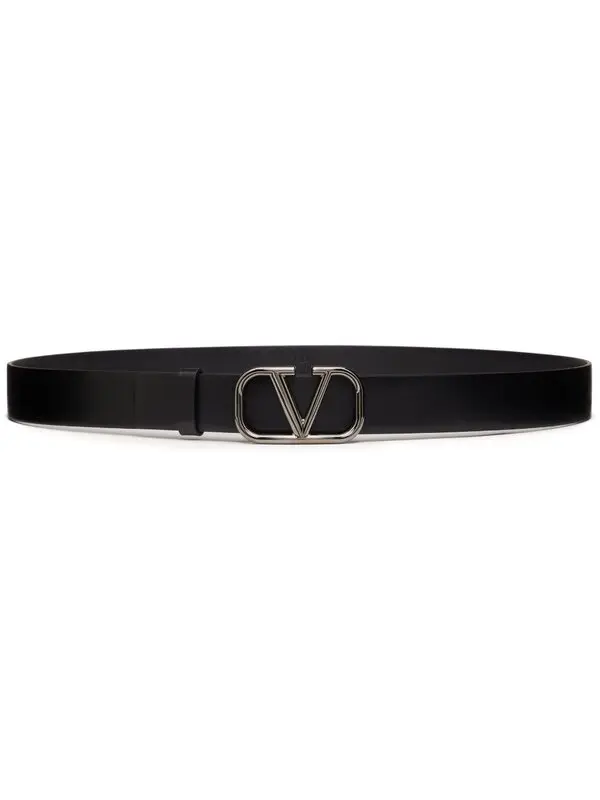 Valentino Garavani 30mm Vlogo Signature Leather Belt - Black