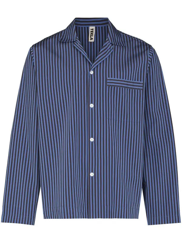 TEKLA Organic Cotton Pajama Shirt - Blue
