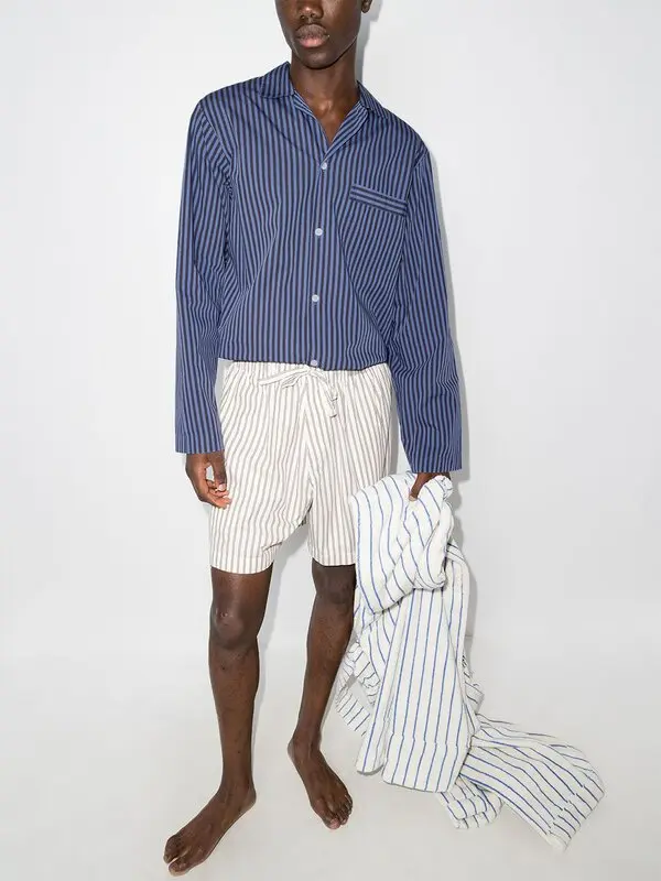 TEKLA Organic Cotton Pajama Shirt - Blue