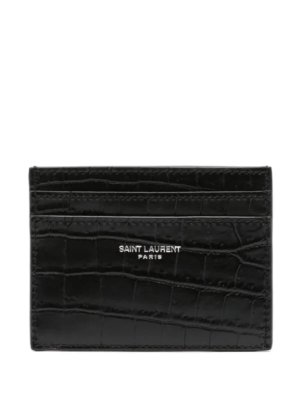 Saint Laurent Crocodile-embossed Leather Cardholder