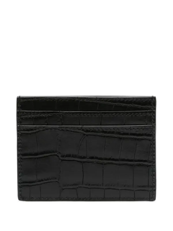 Saint Laurent Crocodile-embossed Leather Cardholder