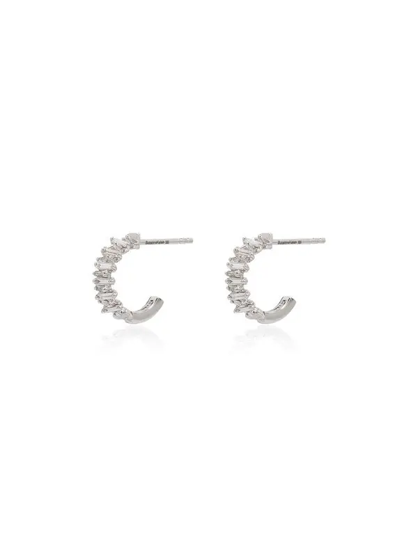 SUZANNE KALAN 18kt White Gold Diamond Hoop Earrings - Silver