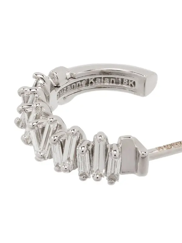 SUZANNE KALAN 18kt White Gold Diamond Hoop Earrings