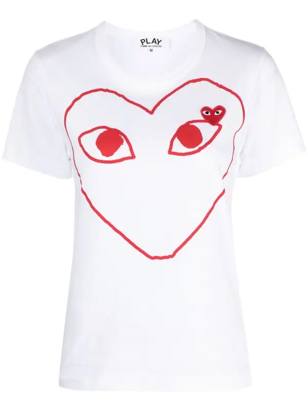 Play Comme Des Garcon Heart Print T-shirt - White