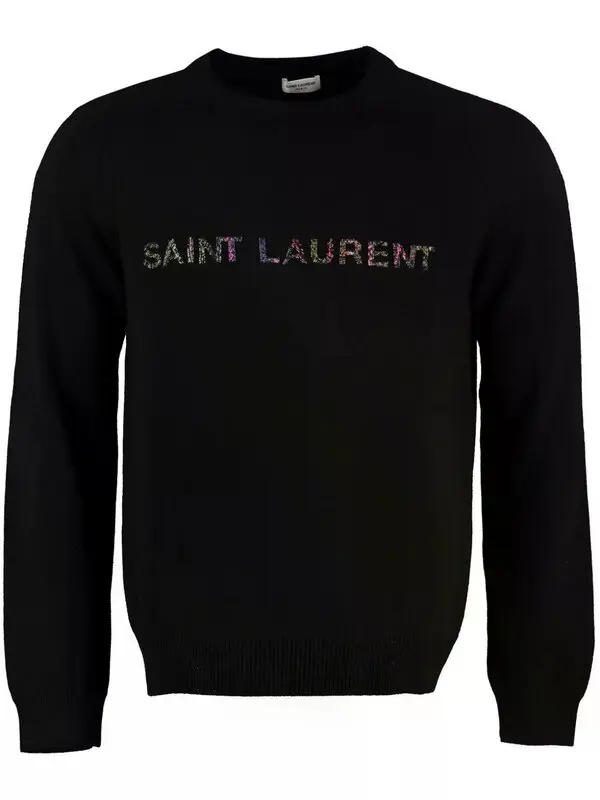 Saint Laurent Beaded Logo Embroidery Sweater