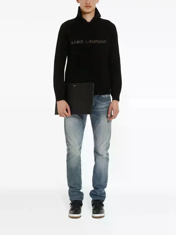 Saint Laurent Beaded Logo Embroidery Sweater