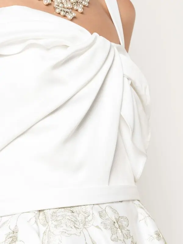 Marchesa Embroidered Flared Midi Dress