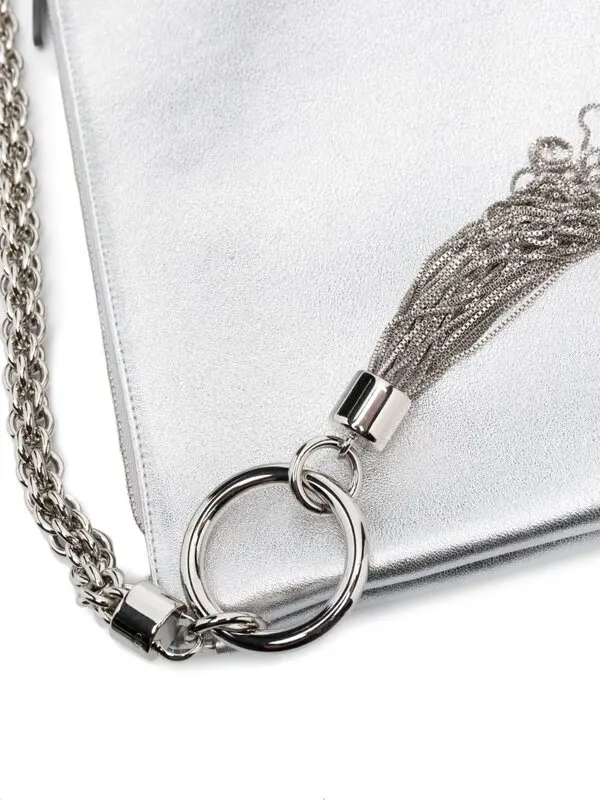JIMMY CHOO Callie Metallic Tassel Shoulder Bag - Grey