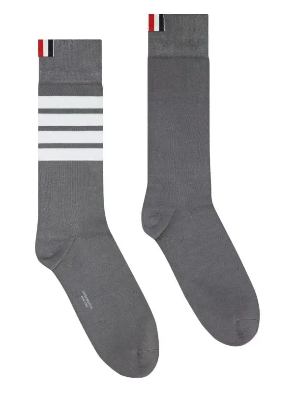 Thom Browne 4-bar Mid-calf Socks - Grey