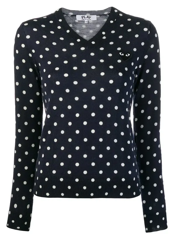 Play Comme Des Garcon Polka-dot Knit Sweater - Blue