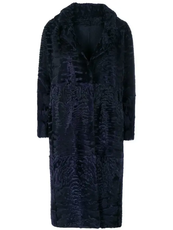 LISKA Textured Single-breasted Lamb Fur Coat