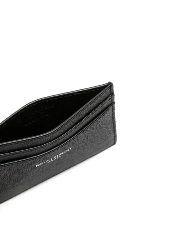 Saint Laurent Paris Credit Card Case In Grain De Poudre Leather