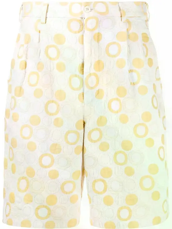 Comme Des Garçons 2000s Circle Print Shorts - Yellow