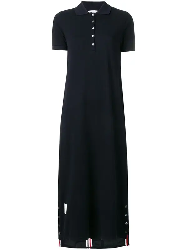 Thom Browne Center-back Stripe Piqué Polo Dress - Blue
