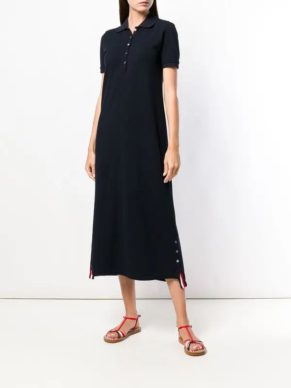 Thom Browne Center-back Stripe Piqué Polo Dress - Blue