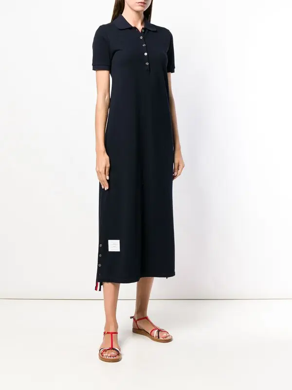 Thom Browne Center-back Stripe Piqué Polo Dress - Blue