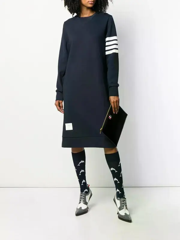 Thom Browne 4-bar Loopback Sweatshirt Dress