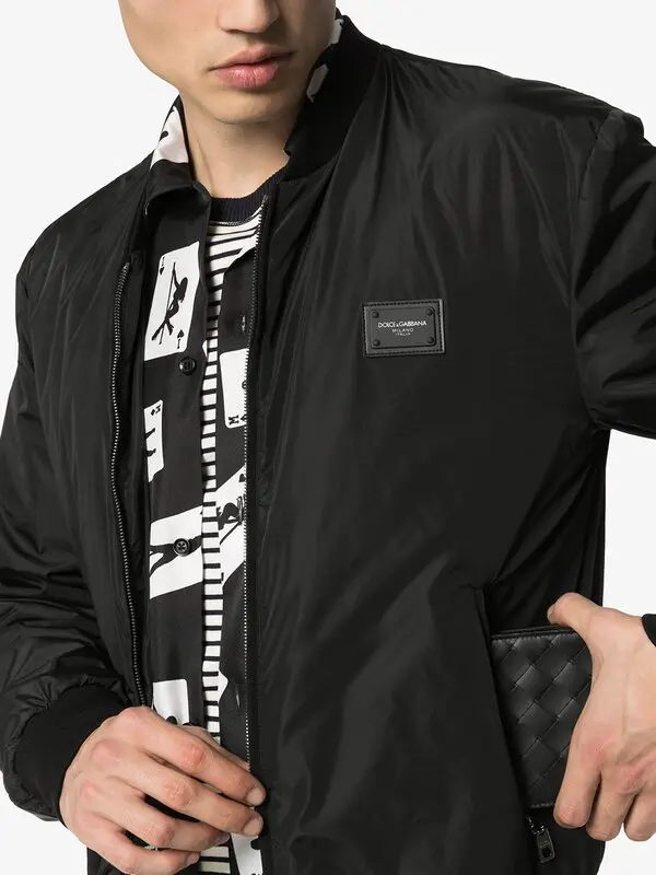 Dolce & Gabbana Logo-Tag Bomber Jacket In Black - 49% Off
