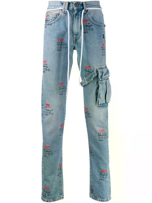 Off-White Straight-leg Logo-print Jeans