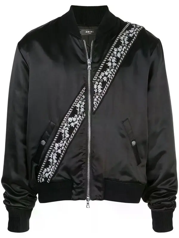 Amiri Contrast Stripe Bomber Jacket - Black