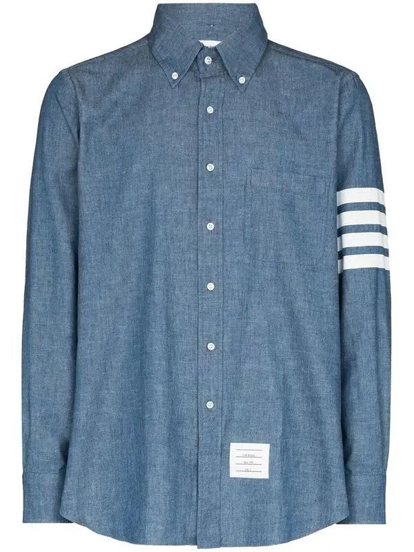Thom Browne 4-bar Straight-fit Chambray Shirt - Blue