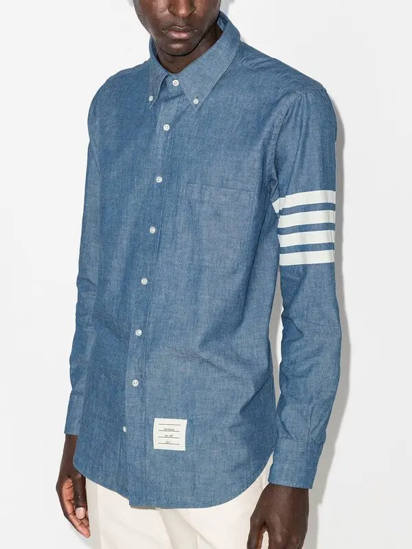 Thom Browne 4-bar Straight-fit Chambray Shirt - Blue