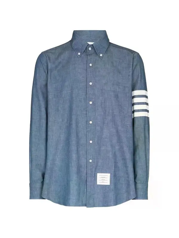 Thom Browne 4-bar Straight-fit Chambray Shirt - Blue