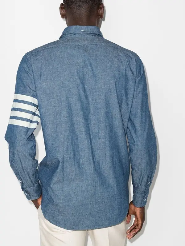 Thom Browne 4-bar Straight-fit Chambray Shirt - Blue