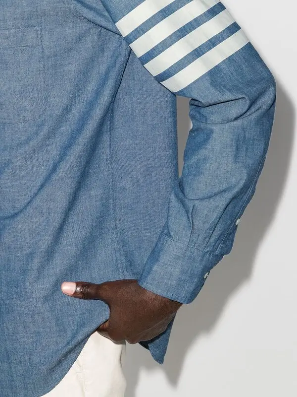 Thom Browne 4-bar Straight-fit Chambray Shirt - Blue