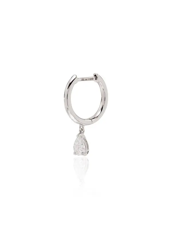 ANITA KO 18kt Gold Pear-cut Diamond Hoop Earring - Silver