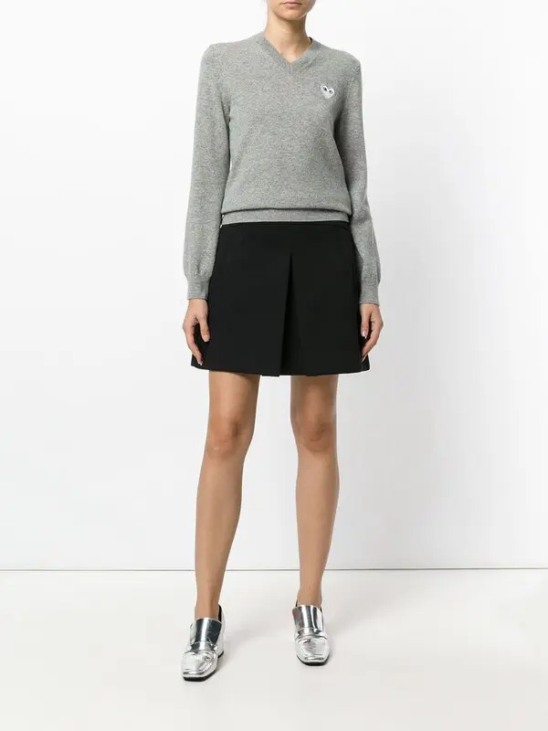 Play Comme Des Garcon V-neck Pullover - Grey
