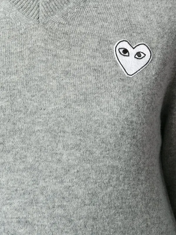Play Comme Des Garcon V-neck Pullover - Grey