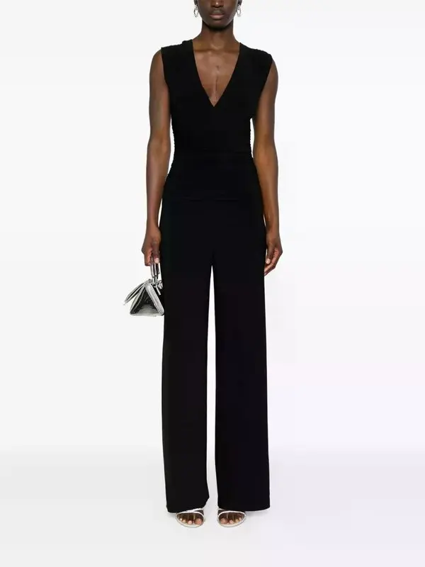 Norma Kamali Ruched V-neck Jumpsuit - Black