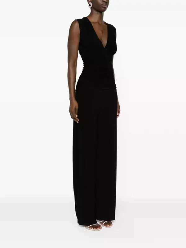 Norma Kamali Ruched V-neck Jumpsuit - Black